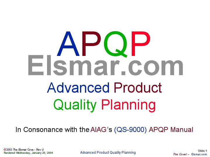 APQP - Advanced Product - Quality Planning - In Consonance with the ...