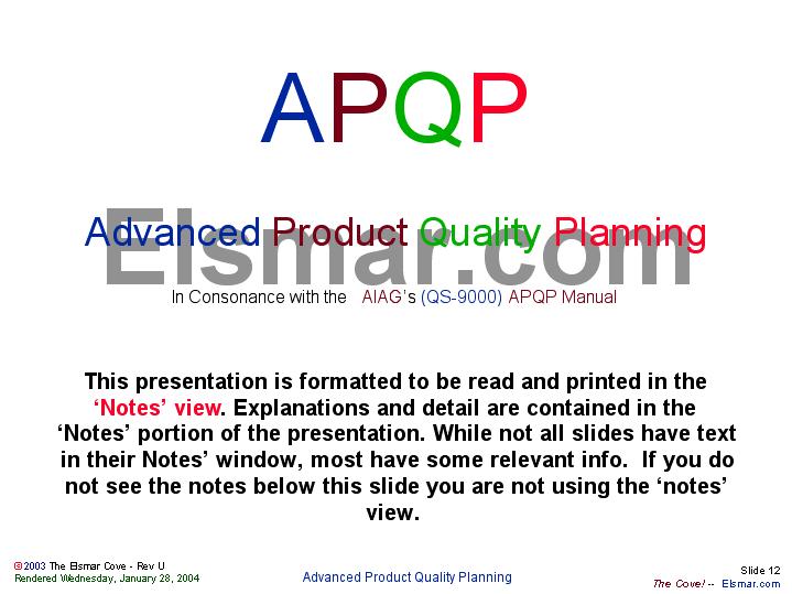APQP - Advanced Product Quality Planning - In Consonance with the AIAG ...